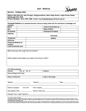 Self - Referral Doc Template | pdfFiller