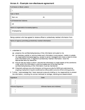 Fillable Online Annex A - Example non-disclosure agreement Fax Email ...