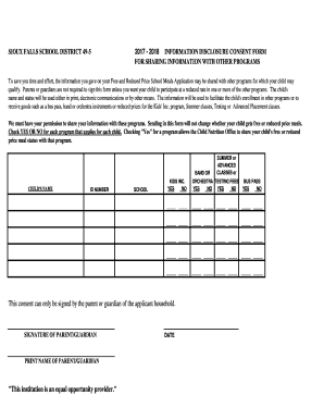 Fillable Online 2017 - 2018 INFORMATION DISCLOSURE CONSENT FORM Fax Email Print - pdfFiller
