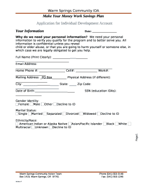 Application for Individual Development Account template Doc Template ...