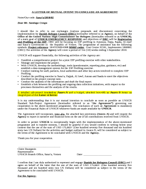 A LETTER OF MUTUAL INTENT TO CONCLUDE AN AGREEMENT Doc Template | pdfFiller