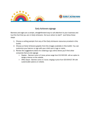 Fillable Online Early Achievers signage Fax Email Print - pdfFiller