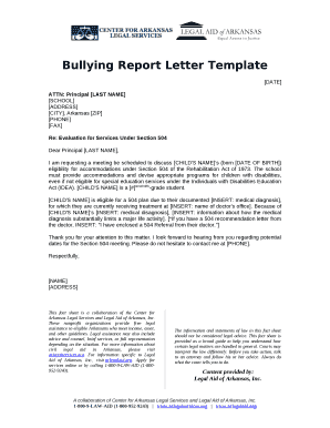 Bullying Report Letter Template Doc Template | pdfFiller