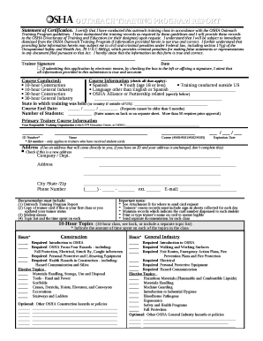 I certify that I have conducted this outreach training class in ...