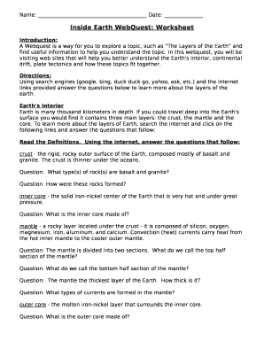 inside earth webquest worksheet answer key Doc Template | pdfFiller