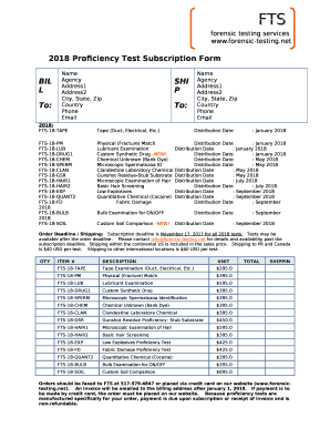 2018 Proficiency Test Subscription Doc Template | pdfFiller