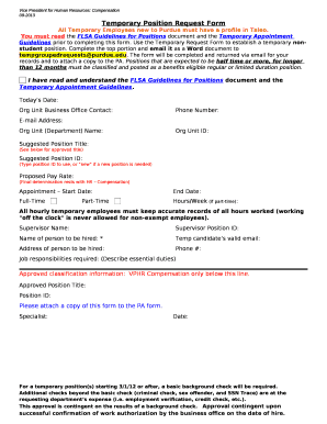 Temporary Position Request Doc Template | pdfFiller