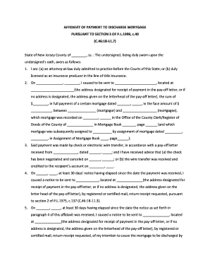 Fillable Online AFFIDAVIT OF PAYMENT TO DISCHARGE MORTGAGE Fax Email ...