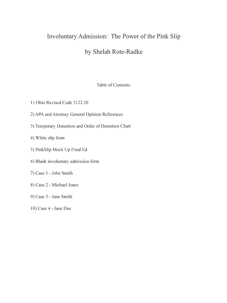 Fillable Online Involuntary Admission: The Power of the Pink Slip Fax ...