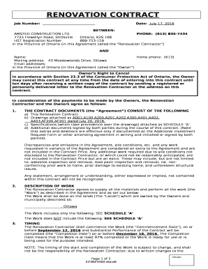 RENOVATION CONTRACT Doc Template | pdfFiller
