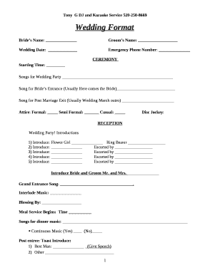 Wedding at Doc Template | pdfFiller