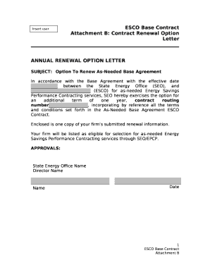 Attachment B: Contract Renewal Option Letter Doc Template | pdfFiller