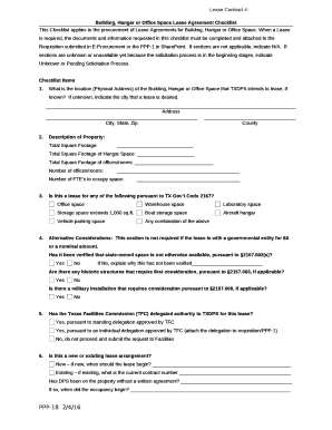 Building, Hangar or Office Space Lease Agreement Checklist Doc Template ...