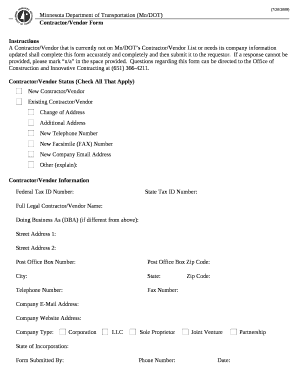 Contractor/Vendor Doc Template | pdfFiller