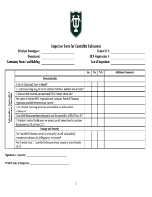 Inspection for Controlled Substances Doc Template | pdfFiller