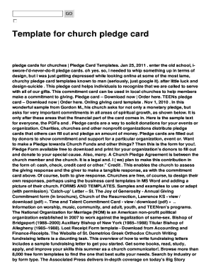 Fillable Online Template for church pledge card Fax Email Print - pdfFiller