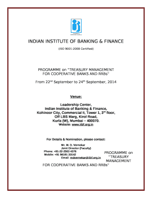 PROGRAMME on TREASURY MANAGEMENT template Doc Template | pdfFiller