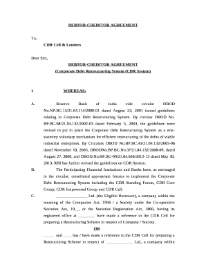 CDR Cell & Lenders template Doc Template | pdfFiller