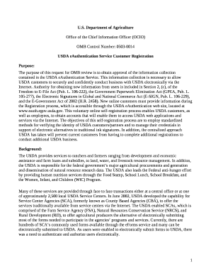 USDA eAuthentication Service Customer Registration Doc Template | pdfFiller