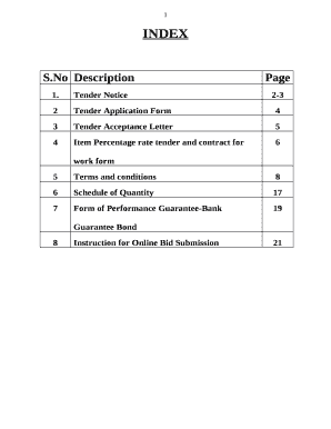 Item Percentage rate tender and contract for work Doc Template | pdfFiller