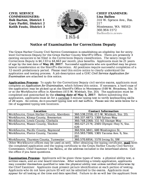 Notice of Examination for Corrections Deputy Doc Template | pdfFiller
