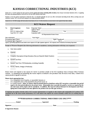 KANSAS CORRECTIONAL INDUSTRIES (KCI) Doc Template | pdfFiller