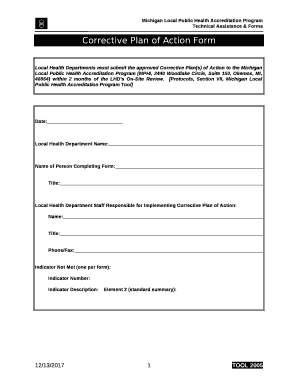 Corrective Plan of Action Doc Template | pdfFiller