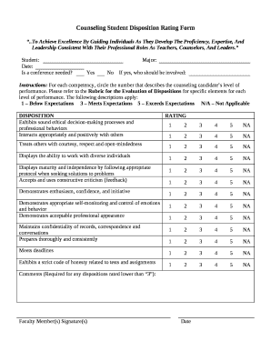 Counseling Student Disposition Rating - cfl columbusstate Doc Template ...