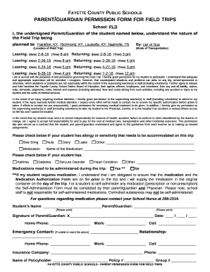 parent/guardian permission for field trips Doc Template | pdfFiller