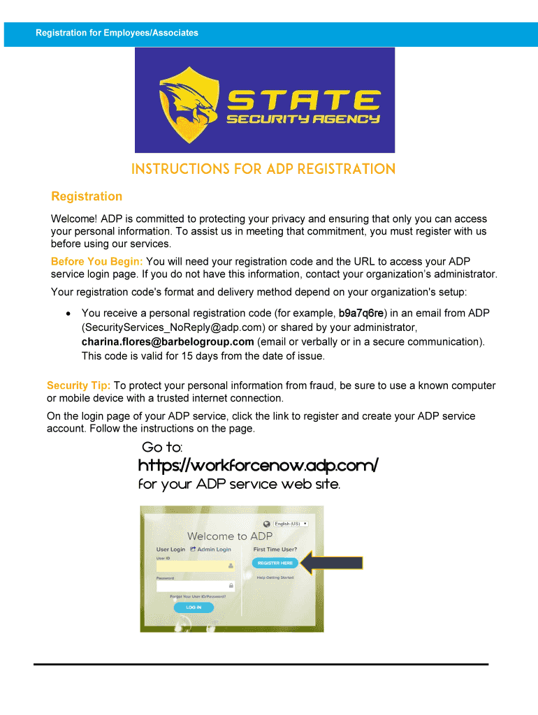 Fillable Online Instructions for ADP Registration Fax Email Print ...