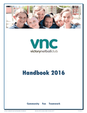 Fillable Online Victory Netball Club Membership Handbook Fax Email ...
