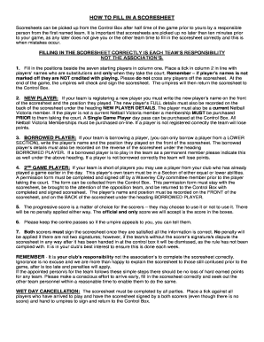 Fillable Online HOW TO FILL IN A SCORESHEET Fax Email Print - pdfFiller
