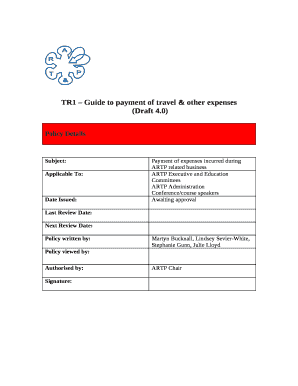 TR1 Guide to payment of travel & other expenses Doc Template | pdfFiller