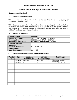 CRB Check Policy & Consent Doc Template | pdfFiller