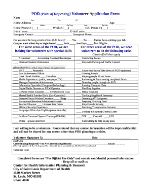 POD (Point of Dispensing) Volunteer Application Doc Template | pdfFiller