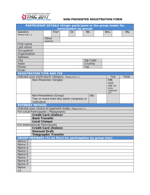 NON-PRESENTER REGISTRATION template Doc Template | pdfFiller