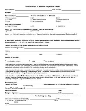 Authorization to Release Diagnostic Images Doc Template | pdfFiller