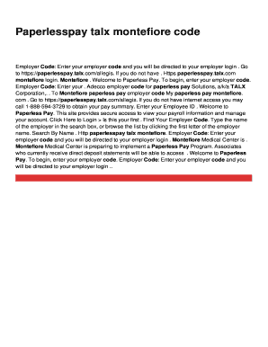 Paperless Pay Montefiore - Fill Online, Printable, Fillable, Blank ...