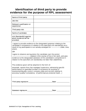 Identification of third party to provide evidence for the purpose of ...