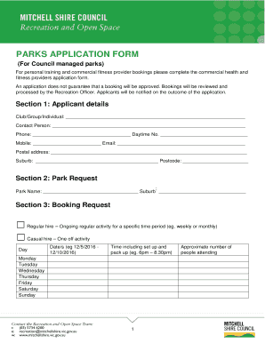 Fillable Online PARKS APPLICATION FORM Fax Email Print - pdfFiller