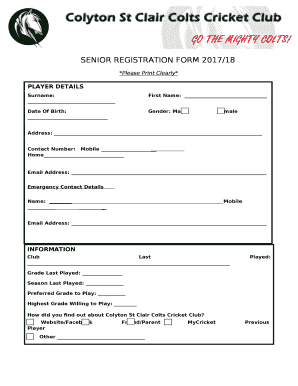 SENIOR REGISTRATION 2017/18 Doc Template | pdfFiller