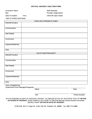 CRITICAL INCIDENT ANALYSIS Doc Template | pdfFiller