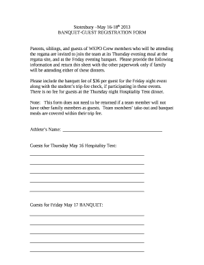 BANQUET-GUEST REGISTRATION Doc Template | pdfFiller