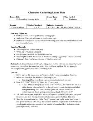 Classroom Counseling Lesson Plan Doc Template | pdfFiller