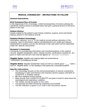 MEDICAL CHRONOLOGY - INSTRUCTIONS TO FOLLOW Doc Template | pdfFiller