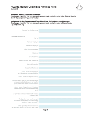 Fillable Online ACGME Review Committee Nominee Form Fax Email Print ...