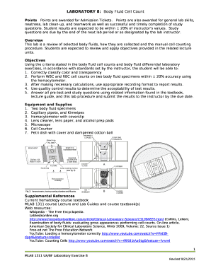 LABORATORY 8:Body Fluid Cell Count Doc Template | pdfFiller