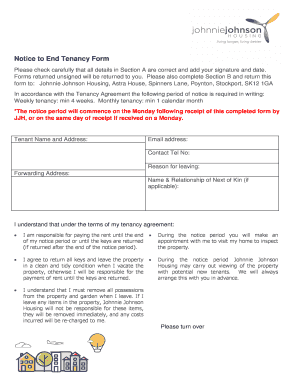 Fillable Online Notice to End Tenancy Form Fax Email Print - pdfFiller