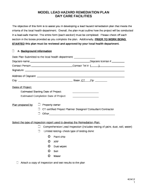 MODEL LEAD HAZARD REMEDIATION PLAN Doc Template | pdfFiller