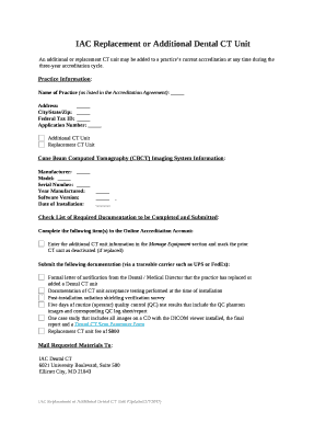 IAC Replacement or Additional Dental CT Unit Doc Template | pdfFiller